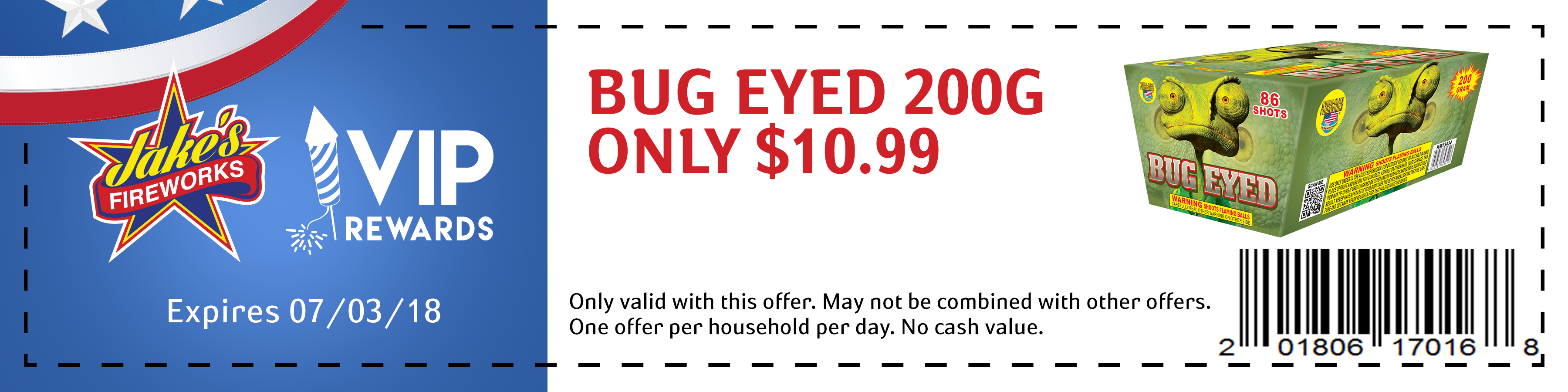 Coupons For Bug Eyed (86 shots) and Color Sparklers